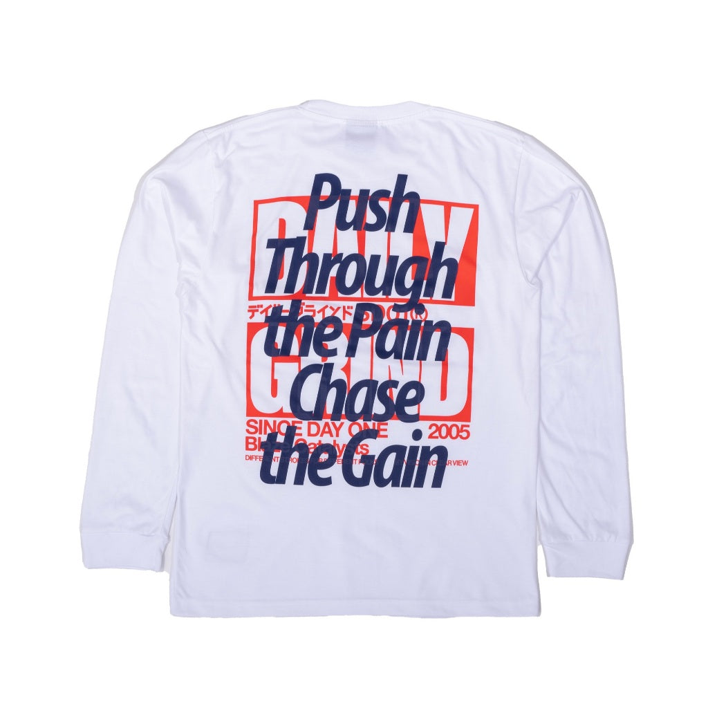 DAILY GRIND PUSH THROUGH OVERLAP LONGSLEEVES WHITE | Daily Grind Store PH