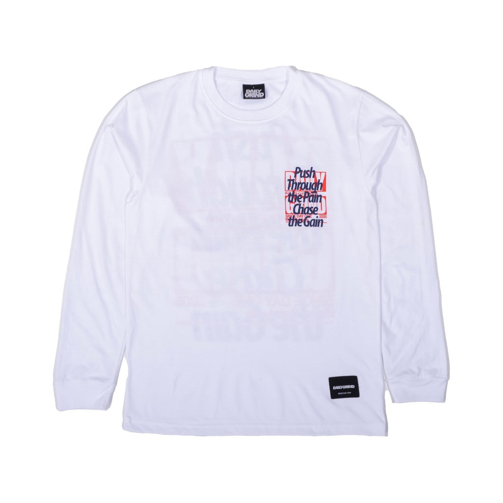 DAILY GRIND PUSH THROUGH OVERLAP LONGSLEEVES WHITE | Daily Grind Store PH